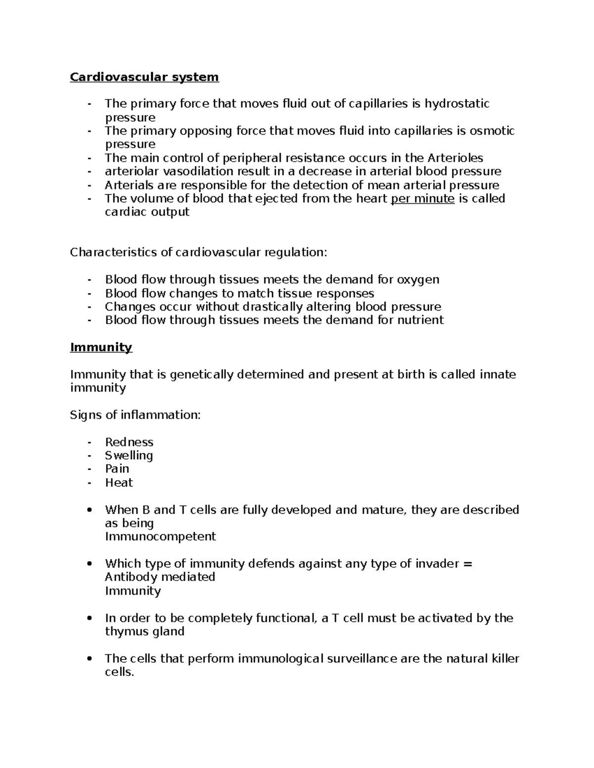 Cardiovascular system and Immunity - Cardiovascular system The primary ...