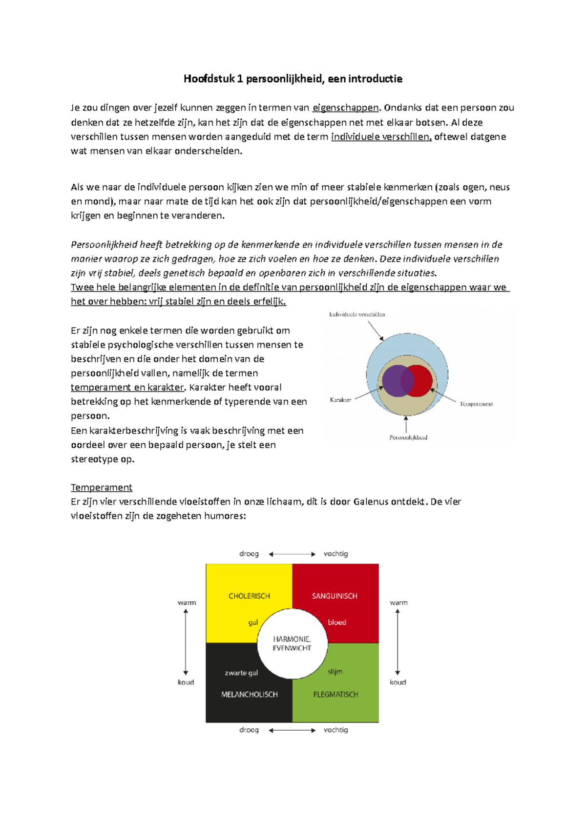 Hoofdstuk 1 persoonlijkheid - Hoofdstuk 1 persoonlijkheid, een ...