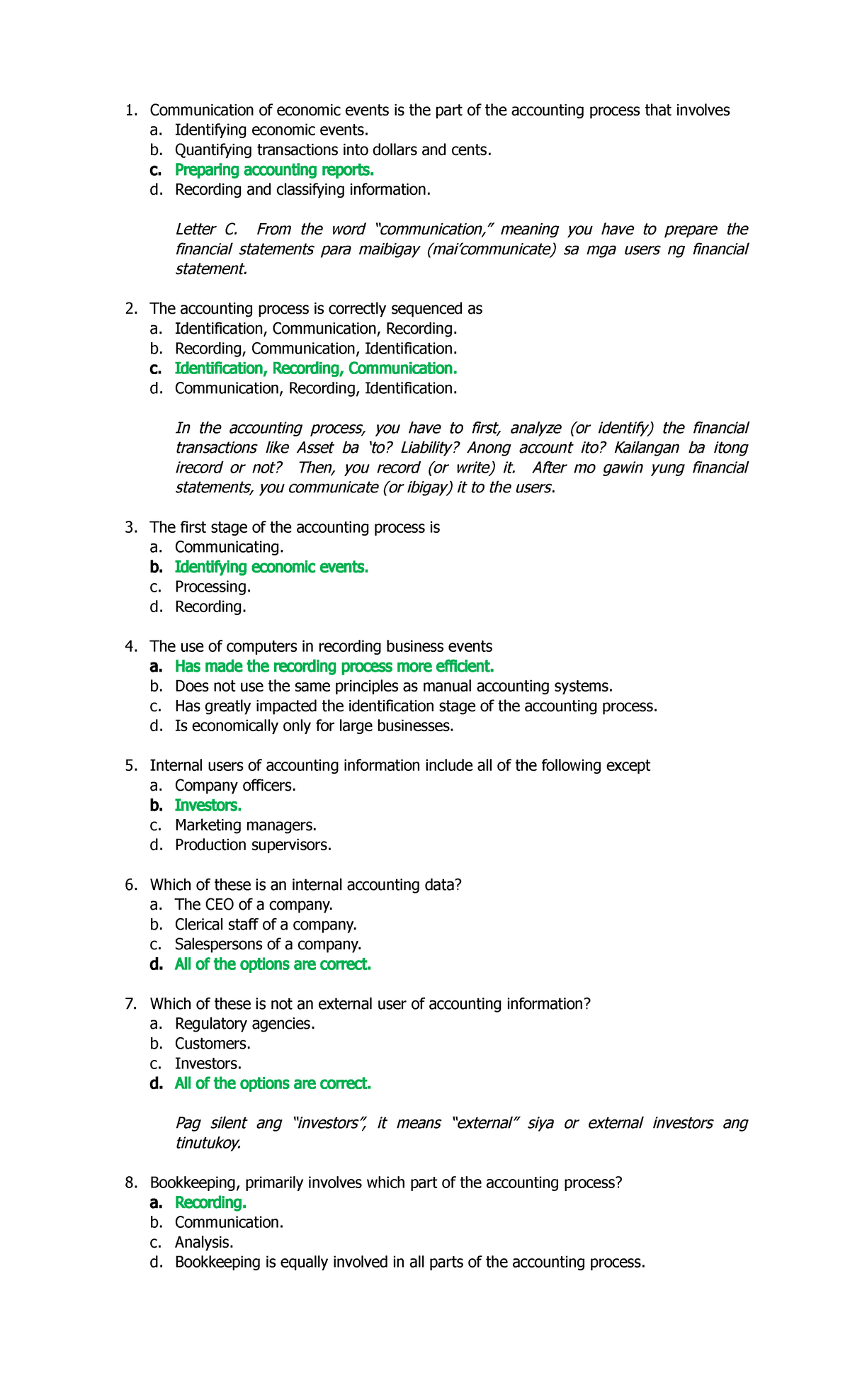 ACC1000 Quiz-1 With-Answers-and-Some-Explanations - Communication of ...