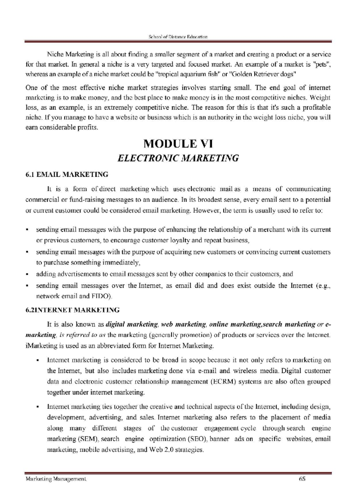 Module VI Electronic Marketing - B. Com Co. Operation - MG University ...