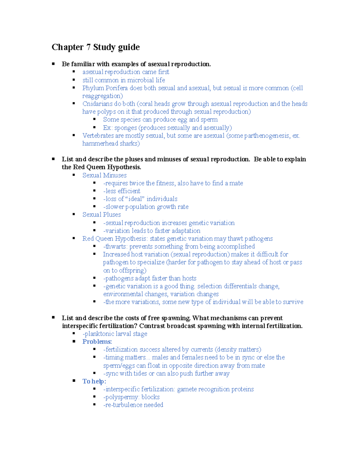 Study Guide Exam 2 - questions to help prepare for exam 2 - Chapter 7 ...