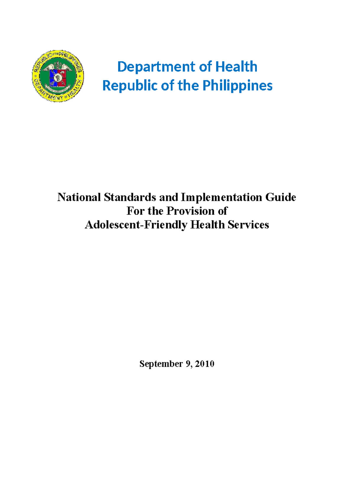 standards and implementation guide - Department of Health Republic of ...
