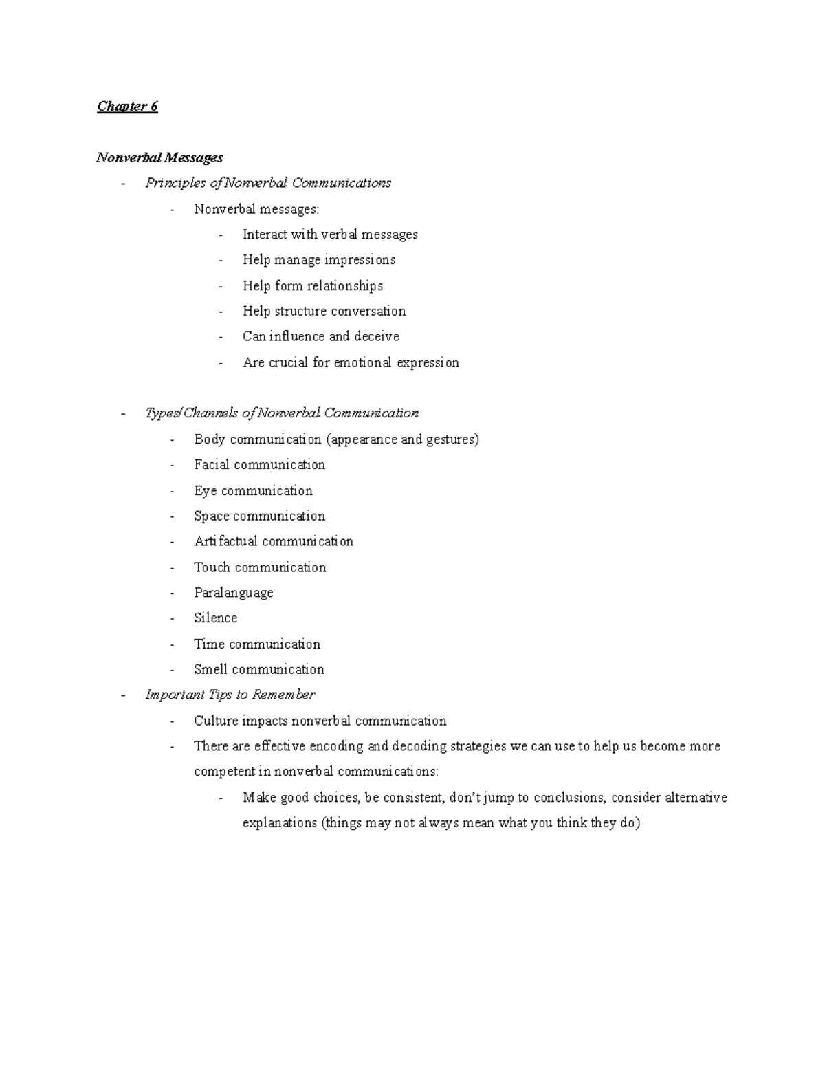 ☆Communications Speech - Chapter 6 - Chapter 6 Nonverbal Messages ...