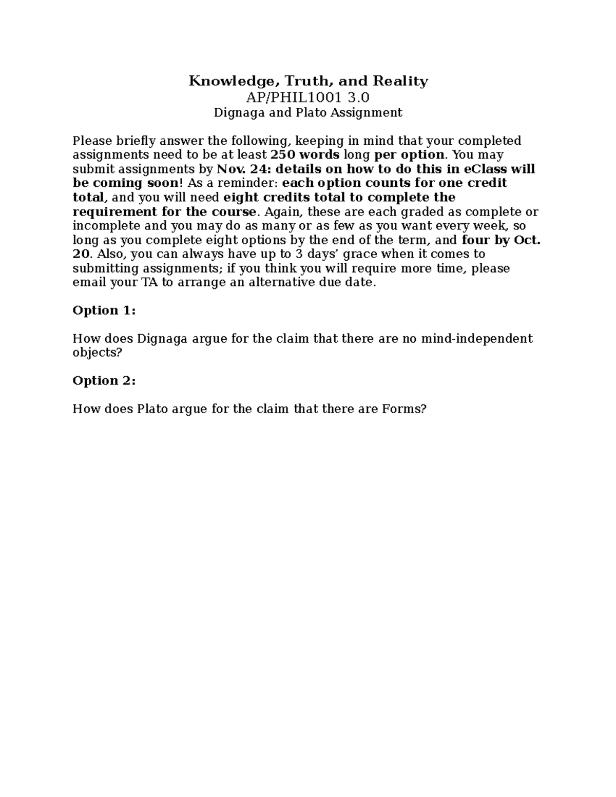 PHIL 1001 - Knowledge, Truth, and Reality - Dignaga and Plato ...