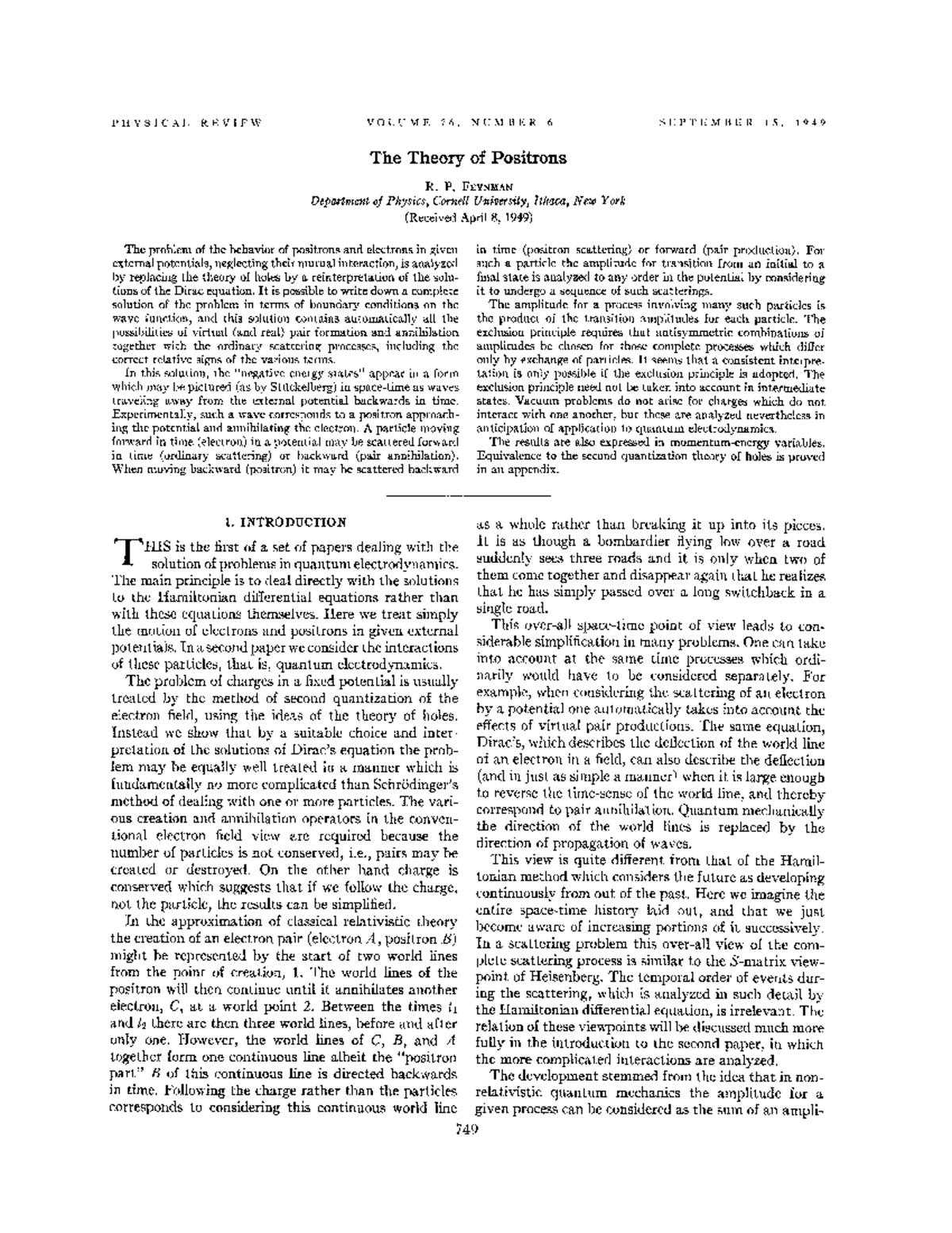 Theory of positrons - paper de feynman - Química cuántica aplicada a la ...