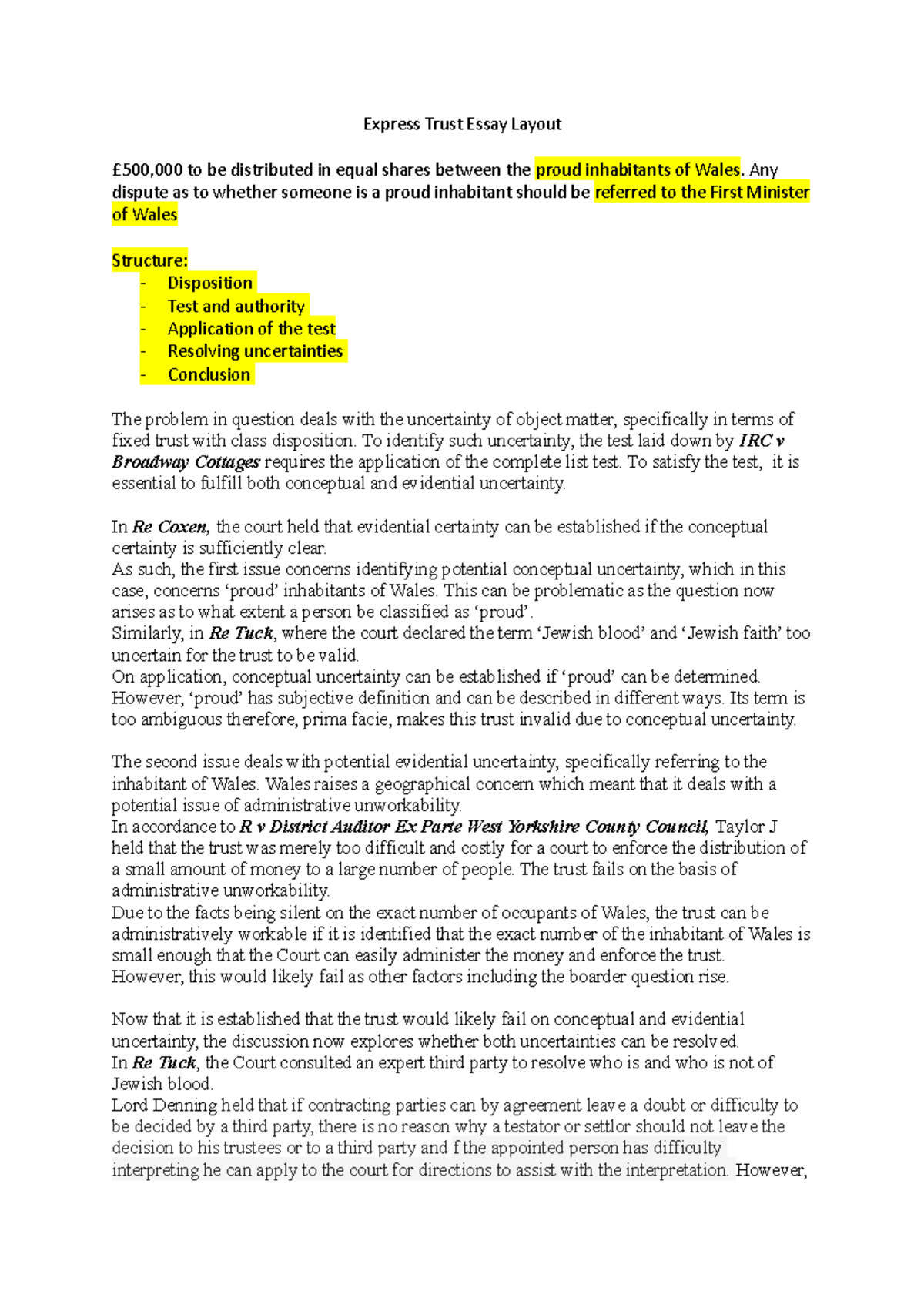 Express Trust Essay Layout - Express Trust Essay Layout £500,000 to be ...