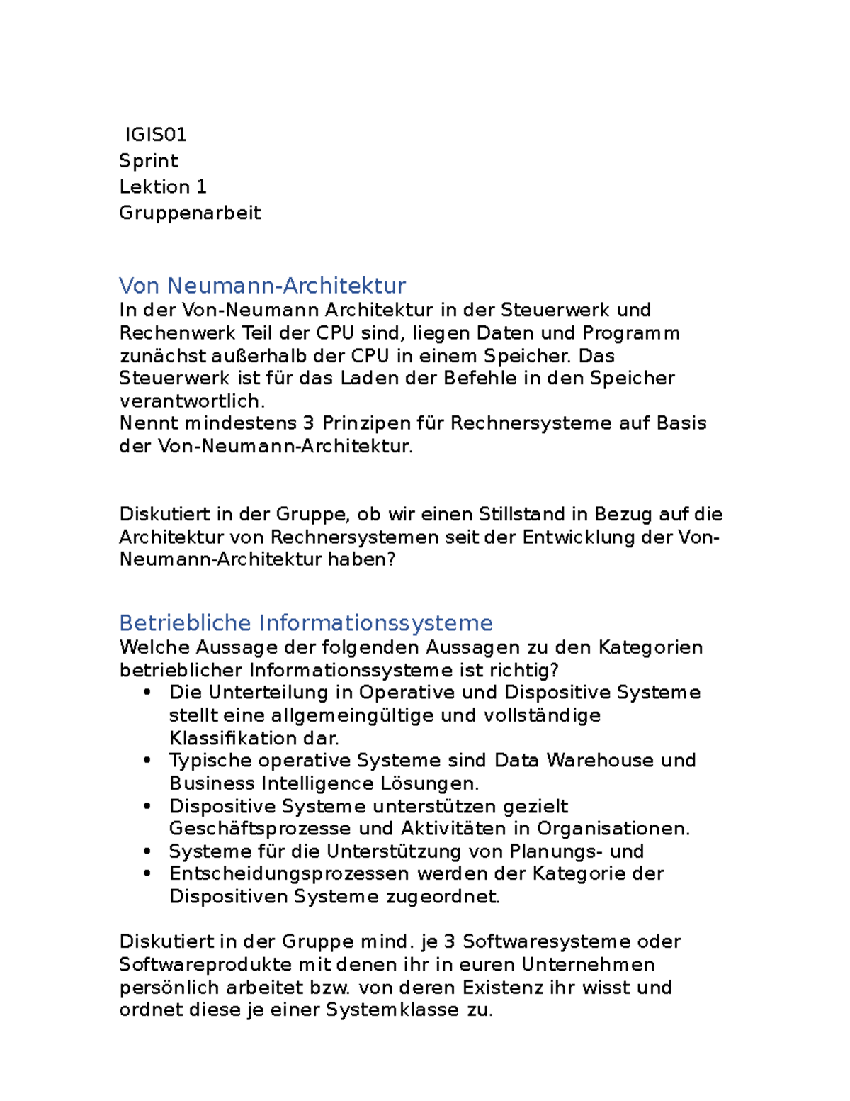 Igis01 sprint gruppenaufgabe lektion 1 Hanzha - Grundlagen der ...
