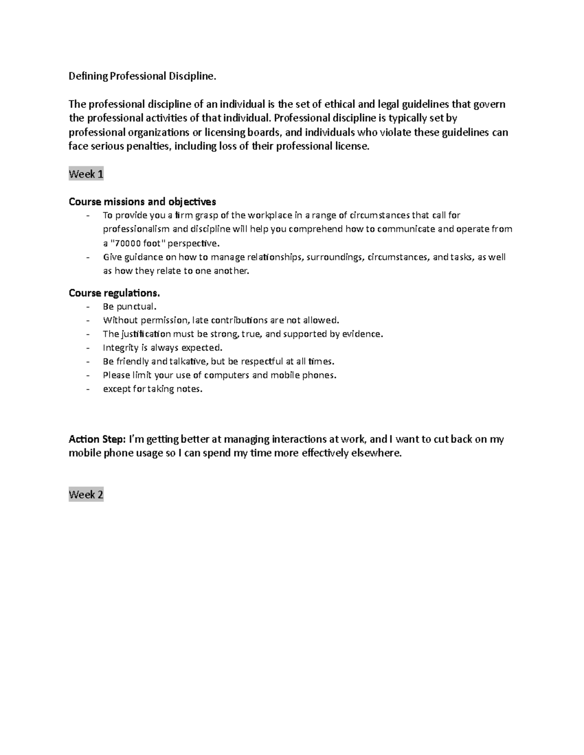 Defining Professional Discipline - The professional discipline of an ...