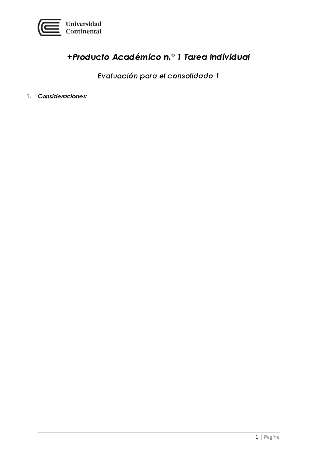 PA01 Gestión Profesional - +Producto Académico n.° 1 Tarea Individual Evaluación para el ...