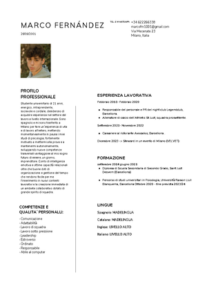 Cv Marco - IH UHO - LINGUE Responsabile del personale e PR del night ...