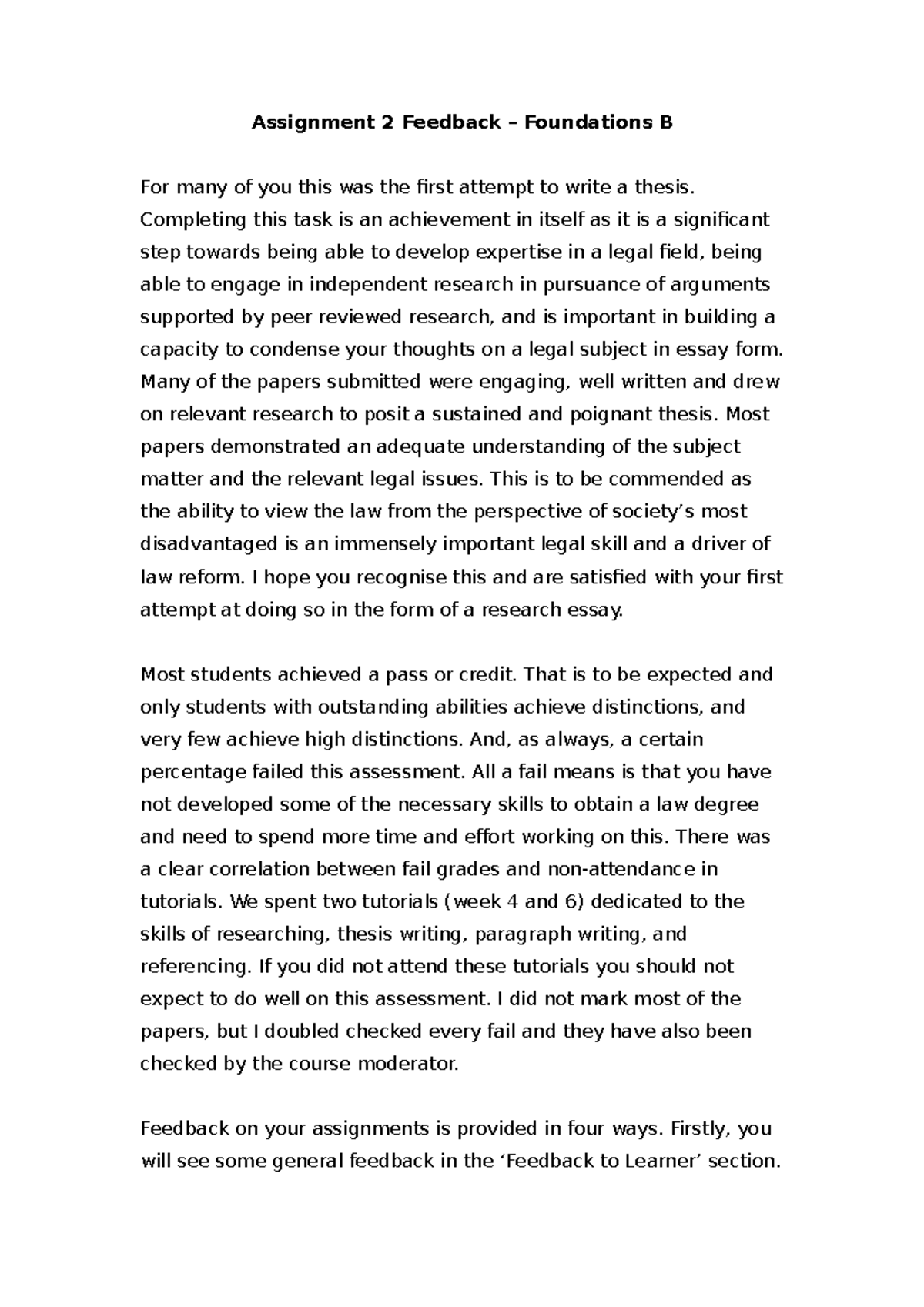 Assignment 2 General Feedback 2019 - Assignment 2 Feedback ...