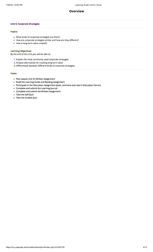 BUS 4407 Unit 8 Learning Guide - Overview Unit 8: Ethics and ...