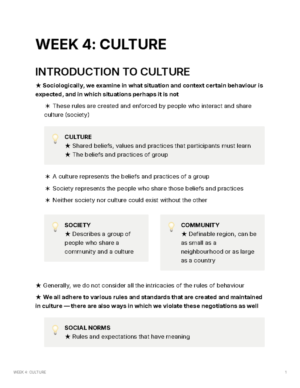 Understanding Societies Week 4 Culture - WEEK 4: CULTURE INTRODUCTION ...