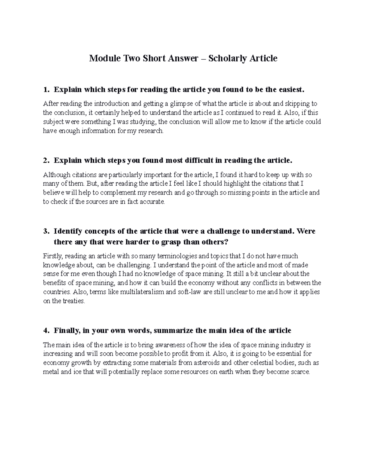 Document 1 - Natural Sci SCI 100 - Module Two Short Answer – Scholarly ...