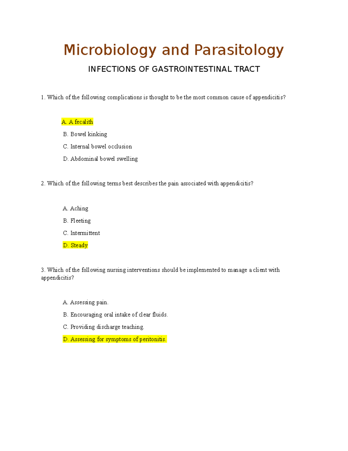Gastrointestinal Tract 1 - Microbiology and Parasitology INFECTIONS OF ...