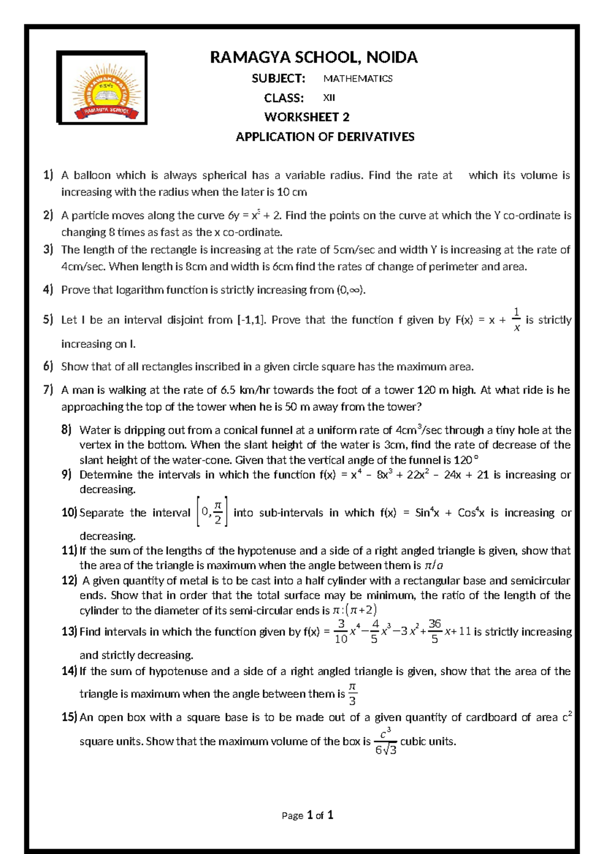 Worksheet 2-12-MATH-JULY-AOD - RAMAGYA SCHOOL, NOIDA SUBJECT ...