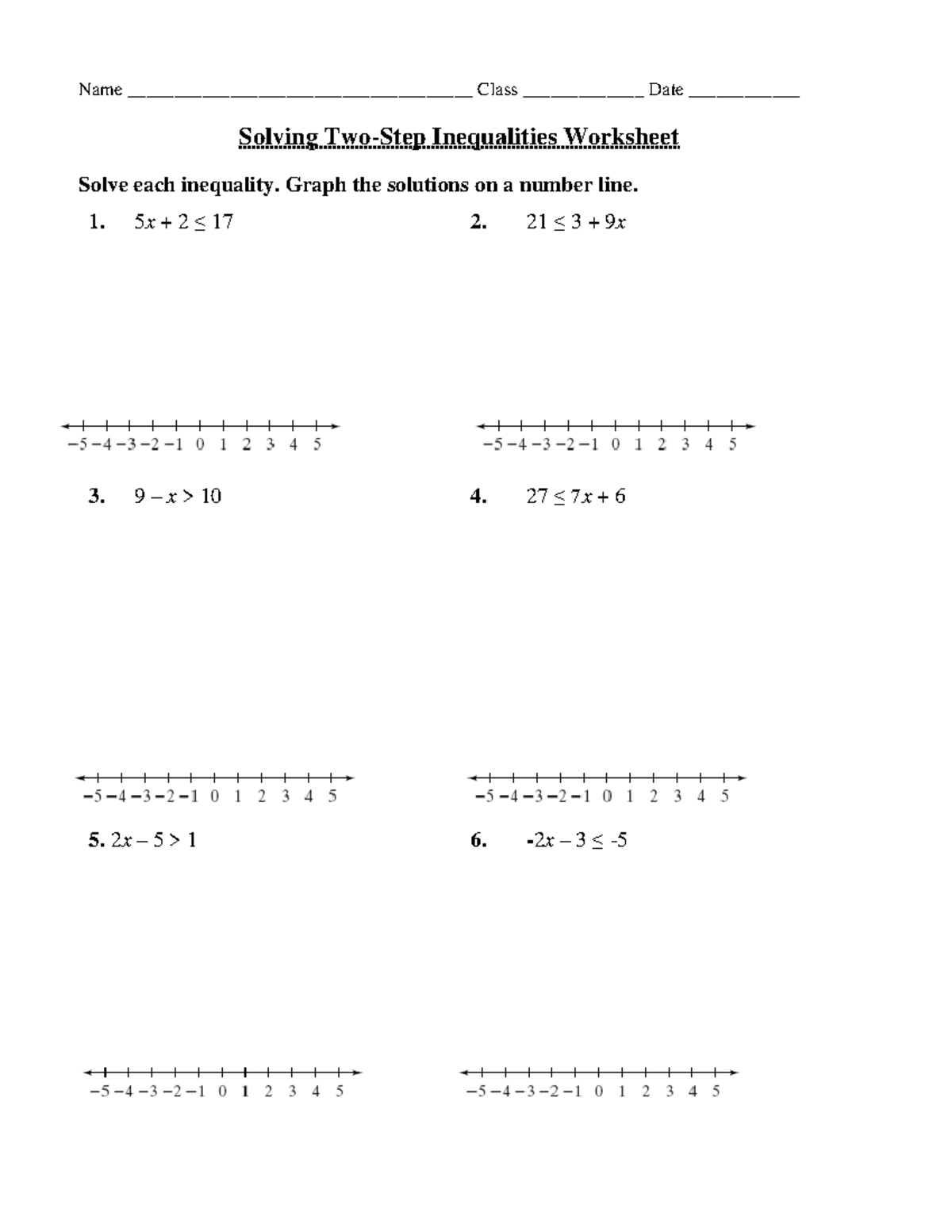 Integer and inequality practice completed - Name ...