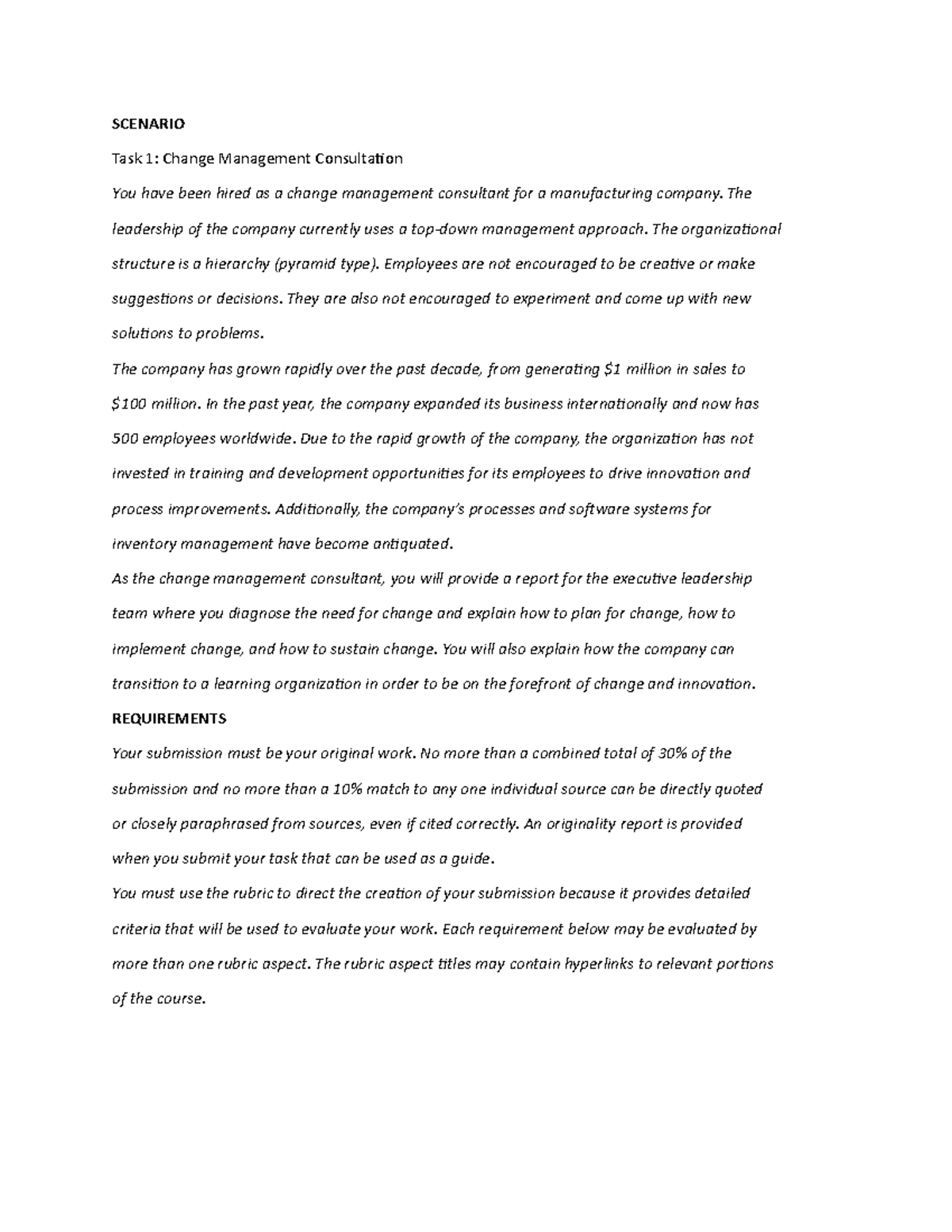 C721 Scenario - Template - SCENARIO Task 1: Change Management ...