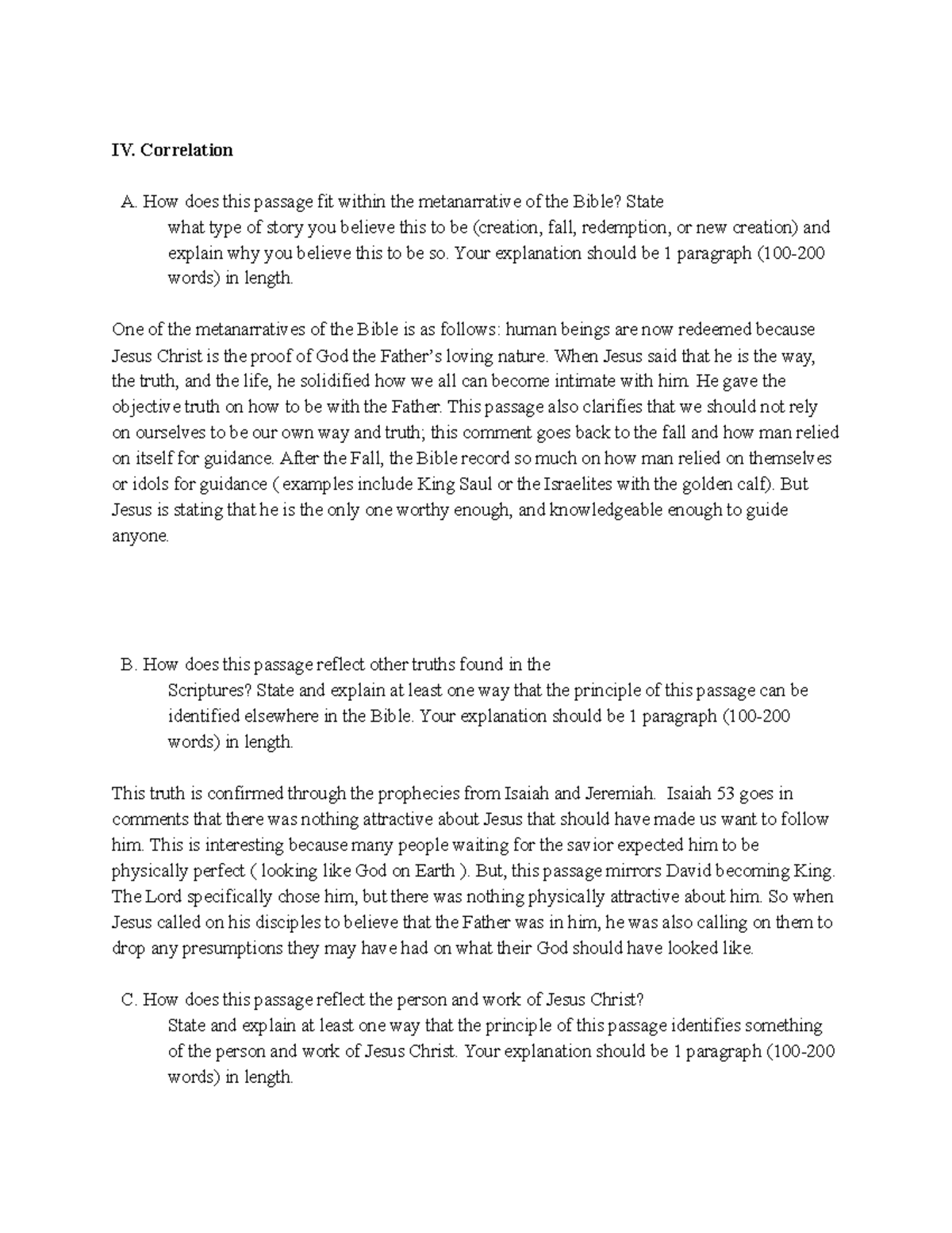 John 14 1 12 Bible Study Correlation Application Summary IV