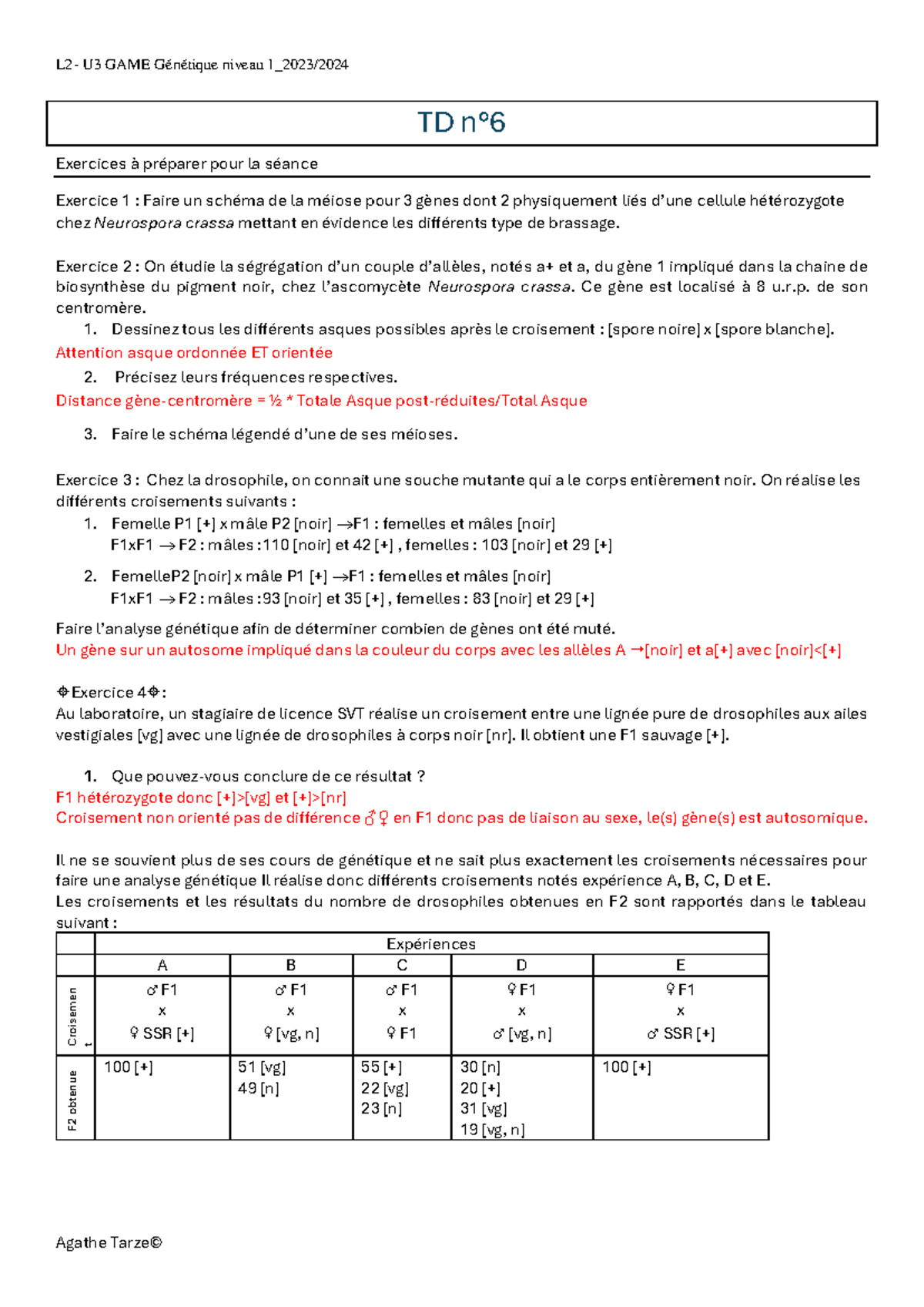 TD6 2023 2024 correction - TD n° Exercices à préparer pour la séance Exercice 1 : Faire un ...
