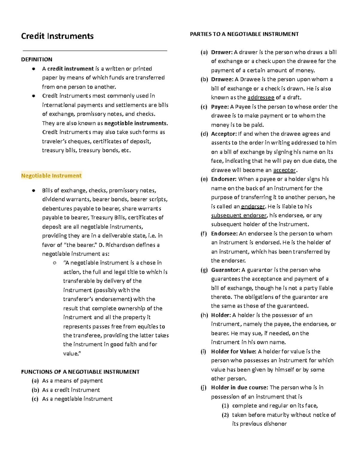 Credit-Instruments - Reviewer for credit instruments - Credit ...