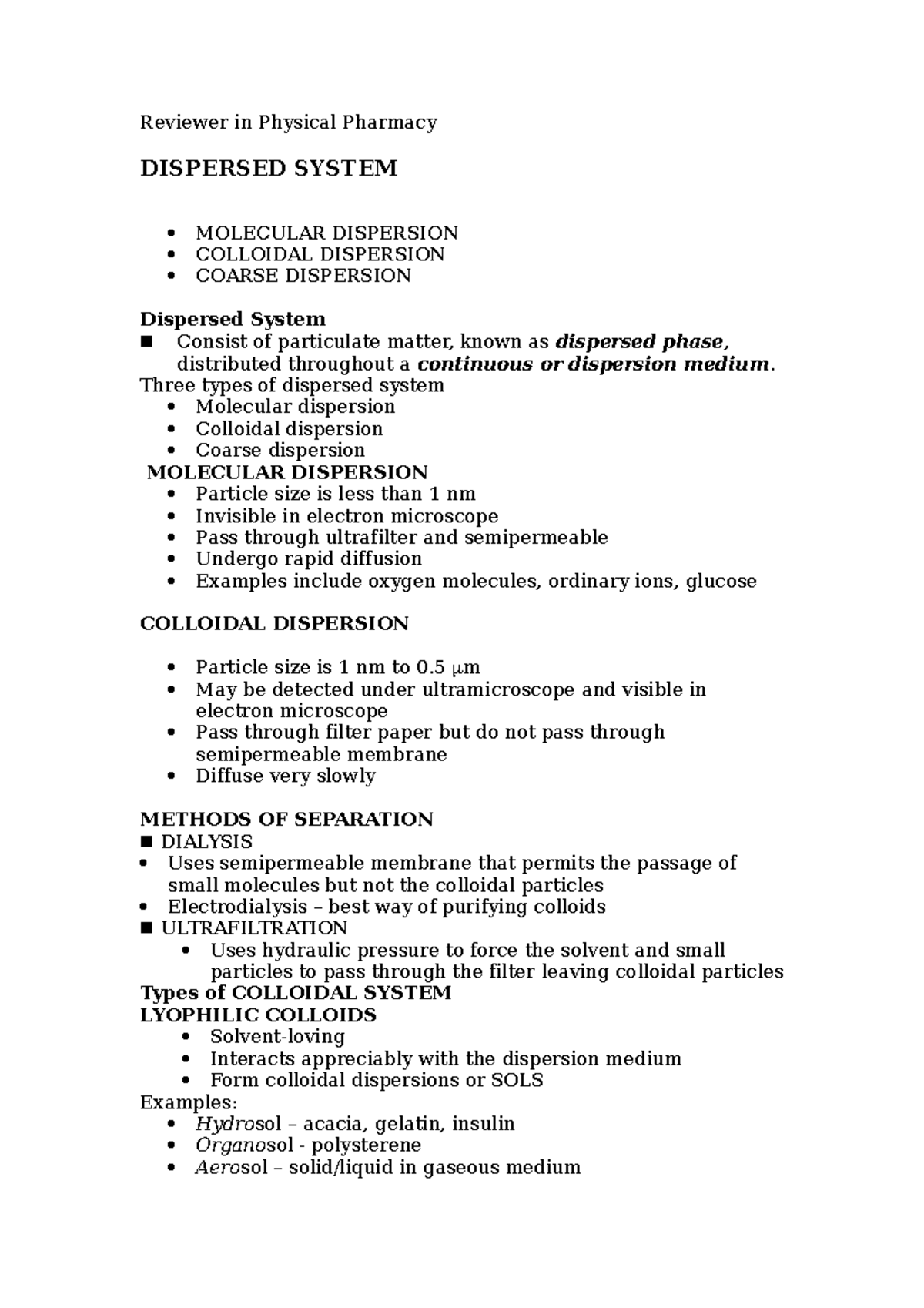 Reviewer in Physical Pharmacy Finals - Reviewer in Physical Pharmacy ...