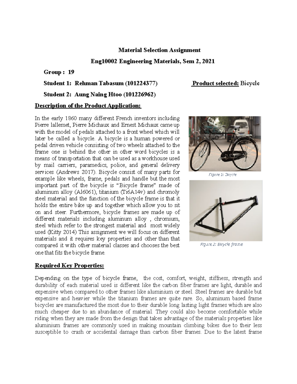 ENG10002 Assignment Group 19 - Material Selection Assignment Eng10002 Engineering Materials, Sem ...