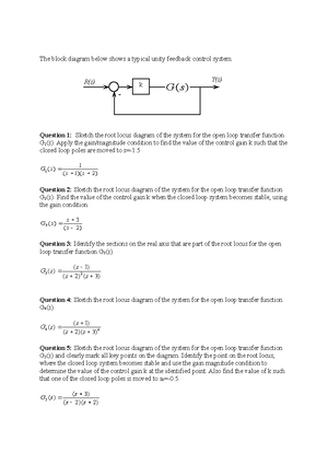 Control lab E3 - Control systems lab report. P.I control system design ...