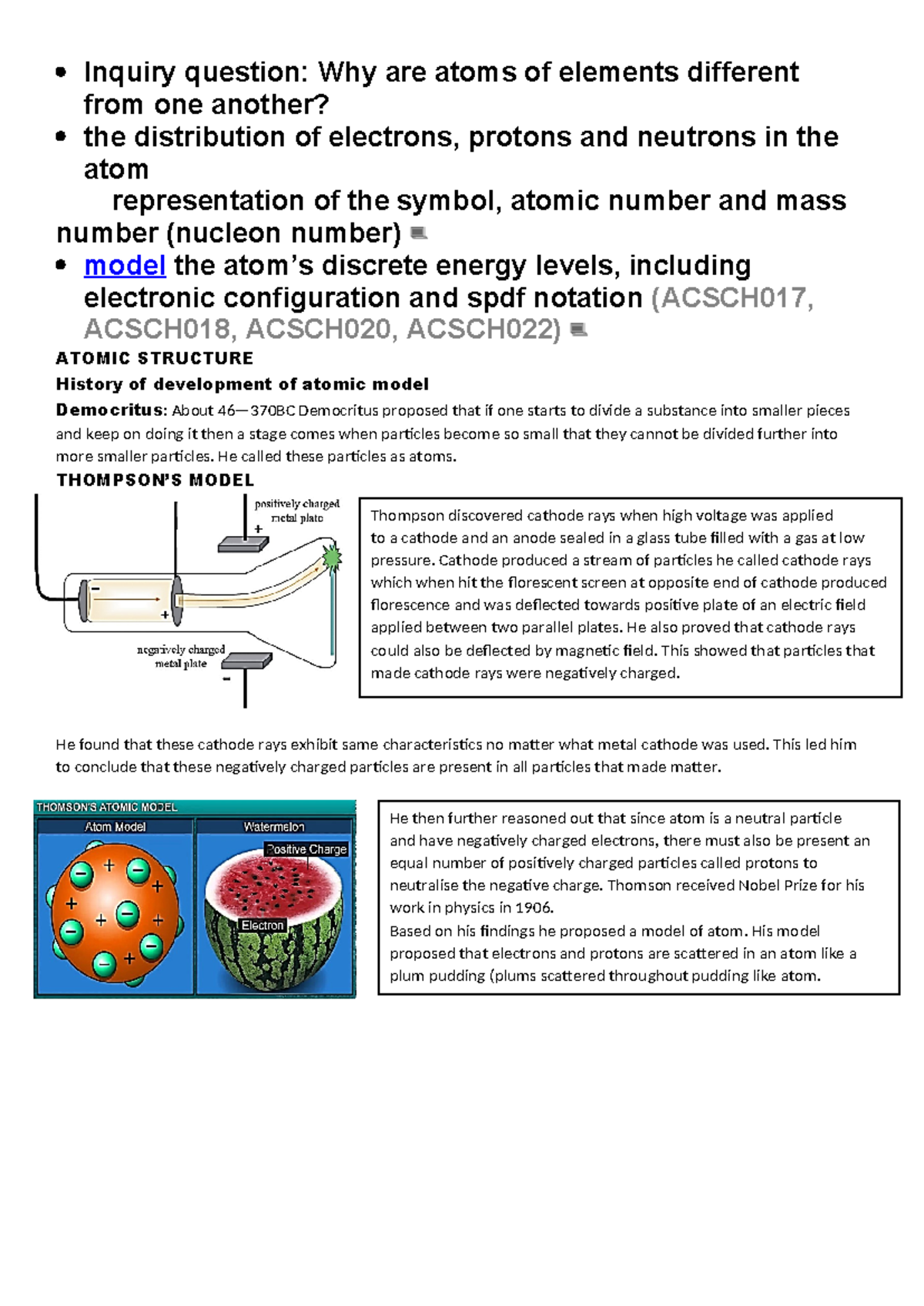 Atomic structure no 2 - Inquiry question: Why are atoms of elements ...
