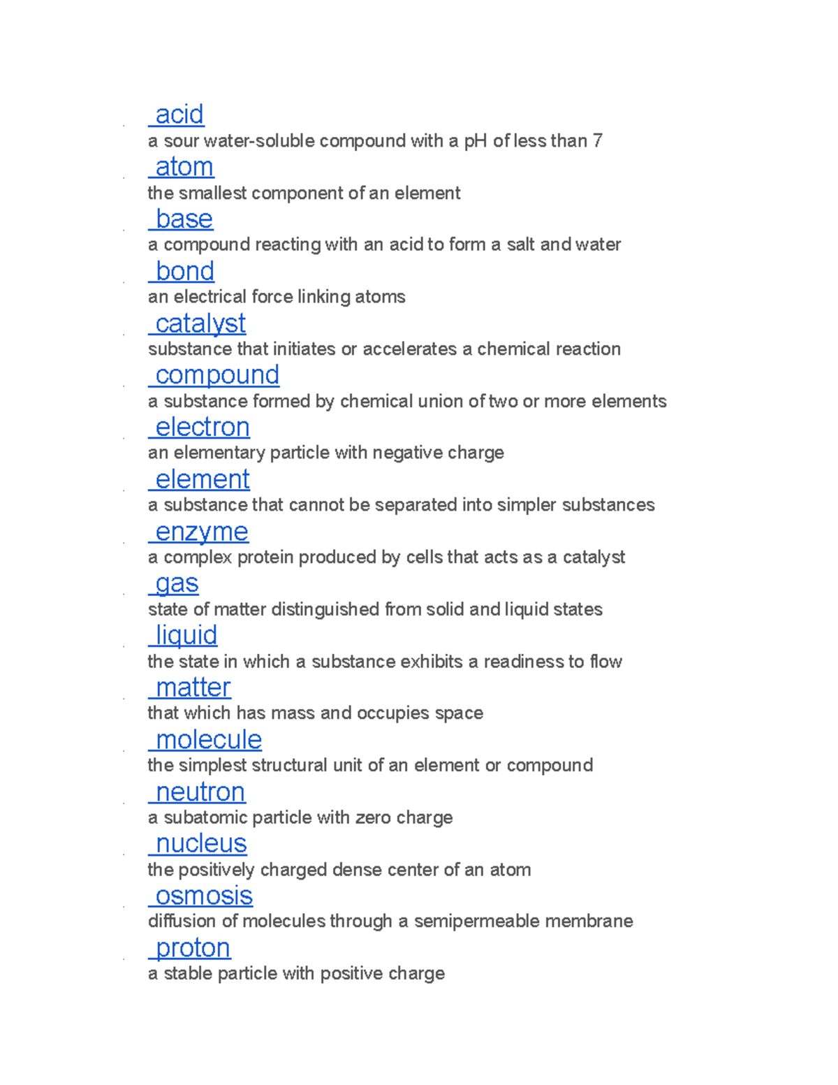 Chemistry basic terms - acid a sour water-soluble compound with a pH of ...