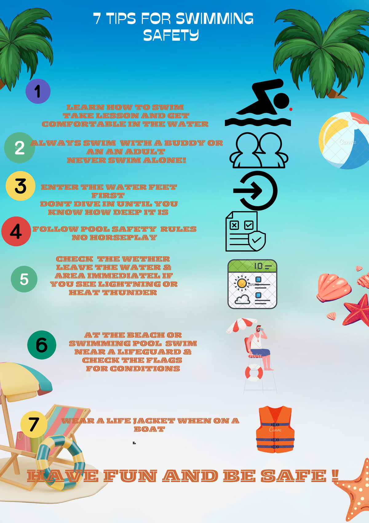 Copy of Colorful Blue and Brown Summer Beach Party Poster - 7 TIPS FOR ...
