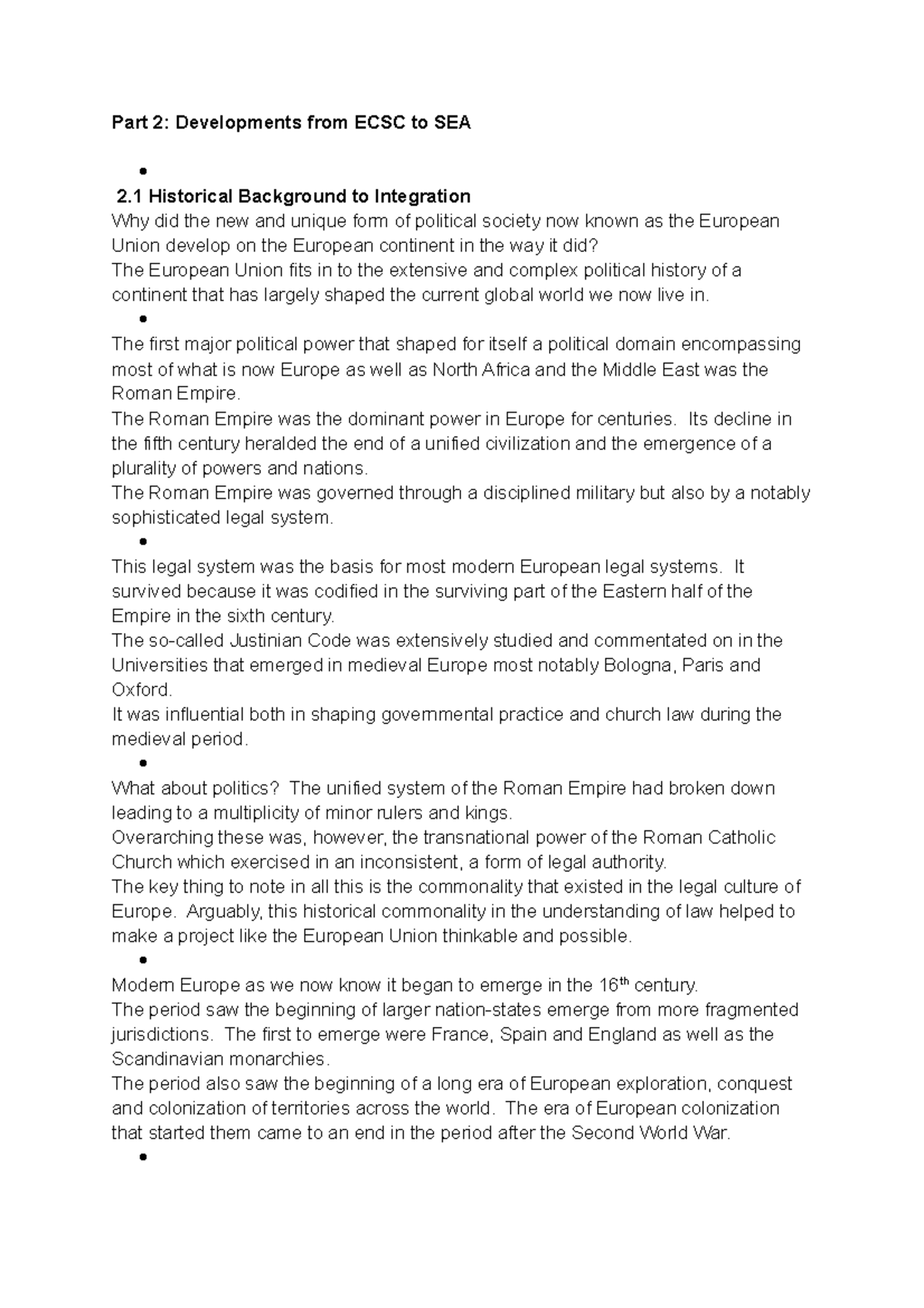 Part 2 History - Part 2: Developments from ECSC to SEA 2 Historical ...