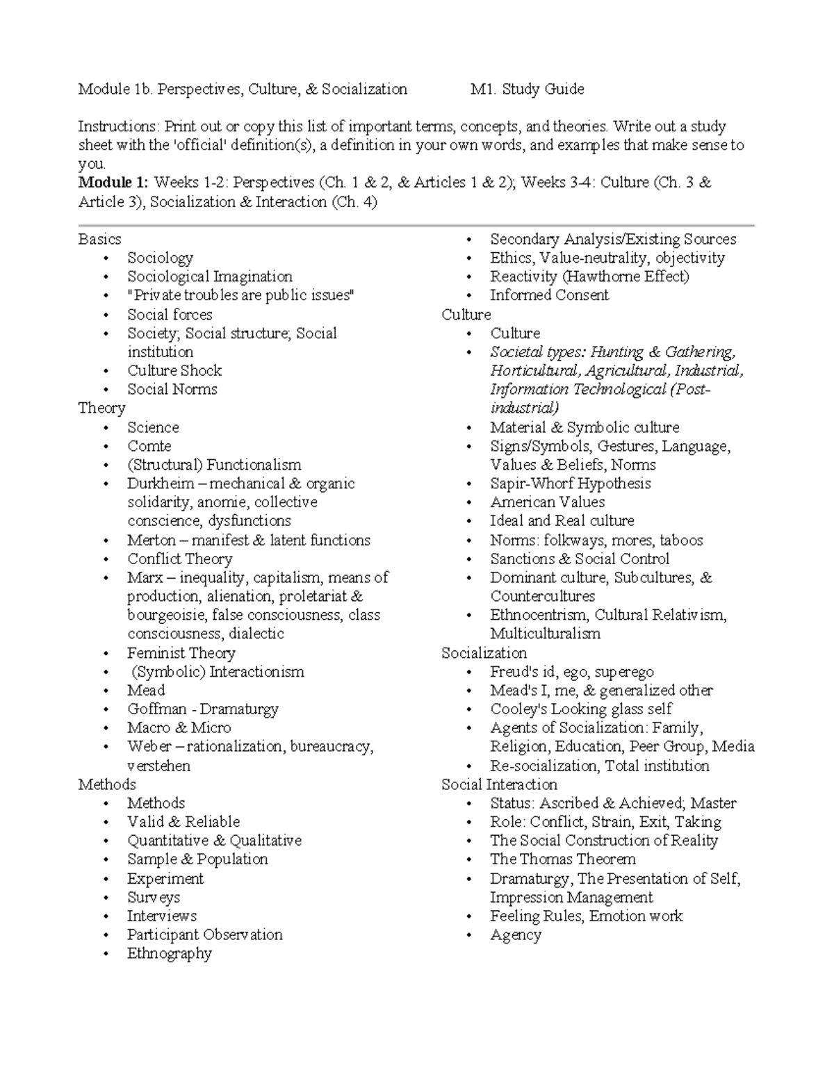 M1 Study Guide - Essay for Prof. Raskoff - Module 1b. Perspectives ...