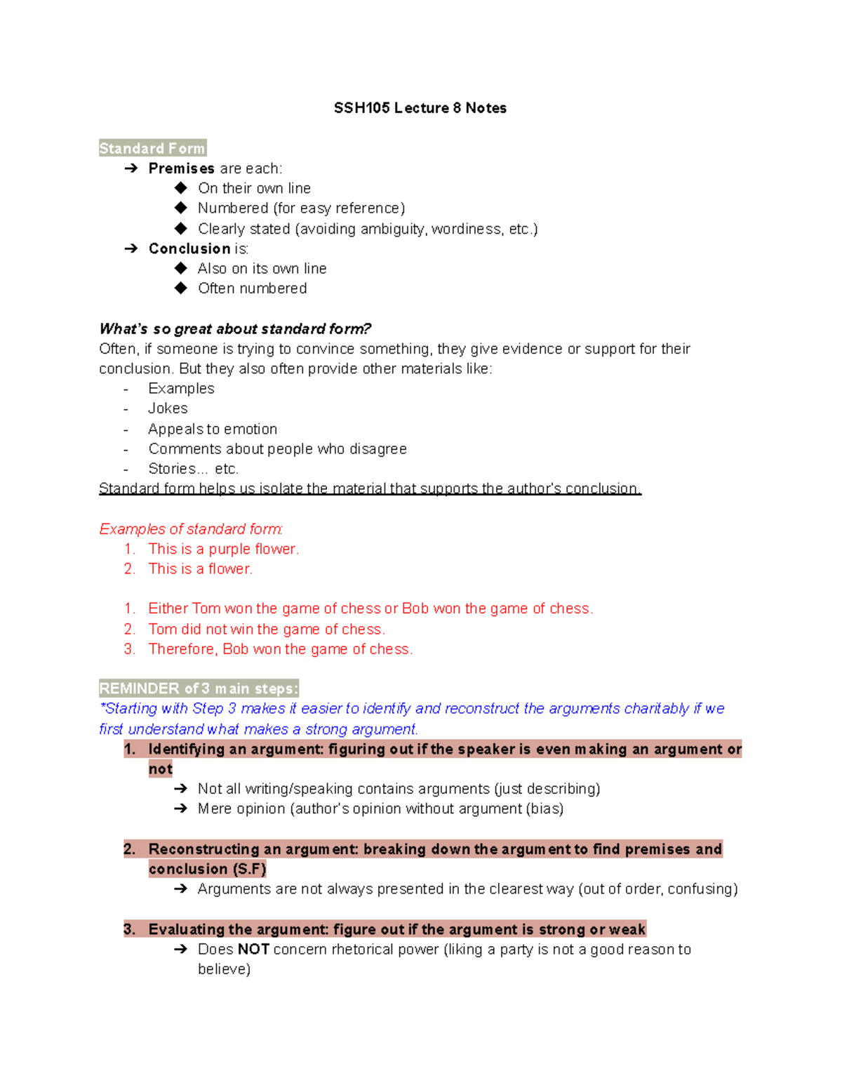 SSH105 Lecture 8 Notes - Mithila - SSH105 Lecture 8 Notes Standard Form ...