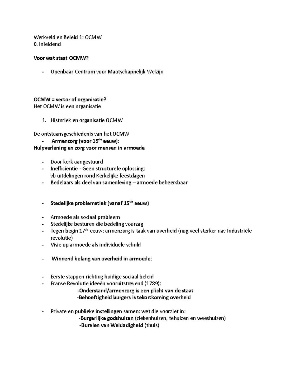 Werkveld en beleid OCMW - Werkveld en Beleid 1: OCMW 0. Inleidend Voor ...