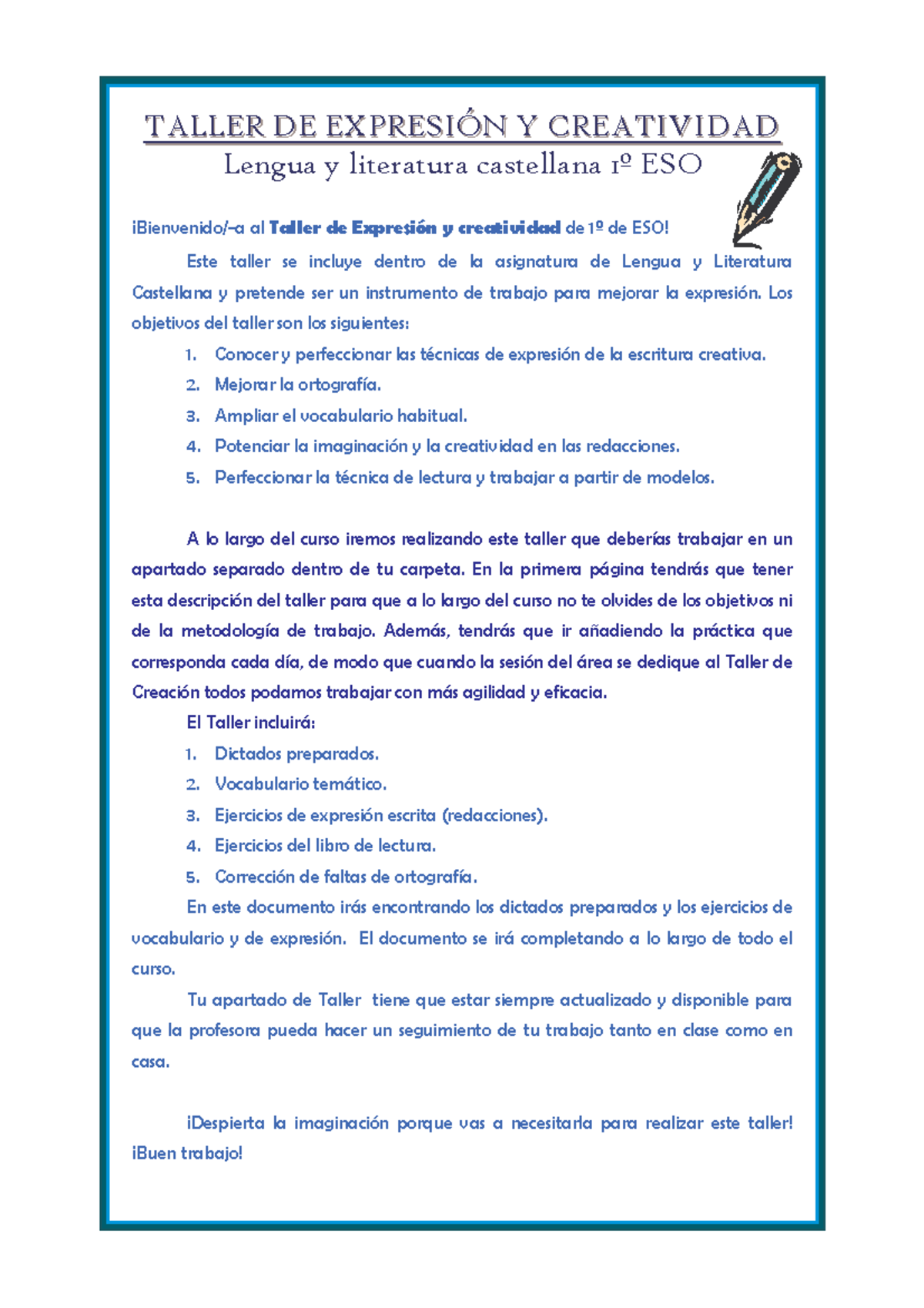 (Taller de escritura 1º ESO) - - Studocu