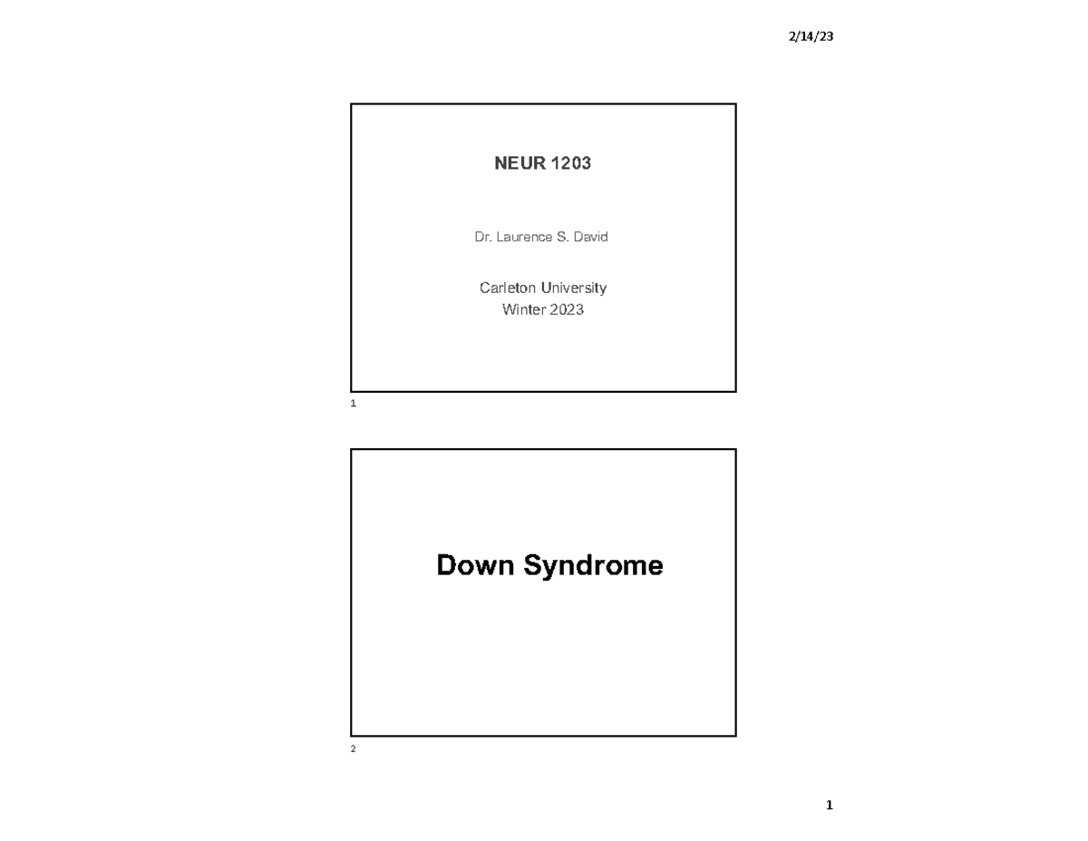 NEUR 1203 Lecture 8 - NEUR 1203 Dr. Laurence S. David Carleton ...