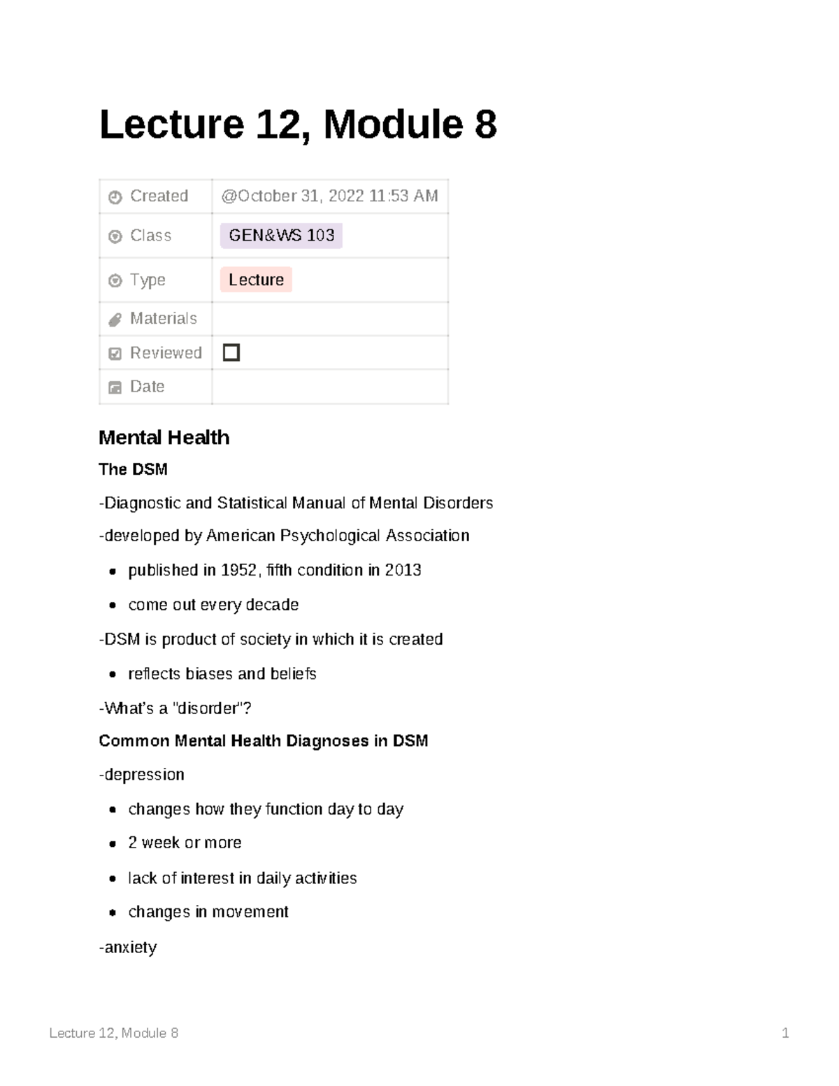 Lecture 12 Module 8 - Notes about women's bodies, health, sexuality ...