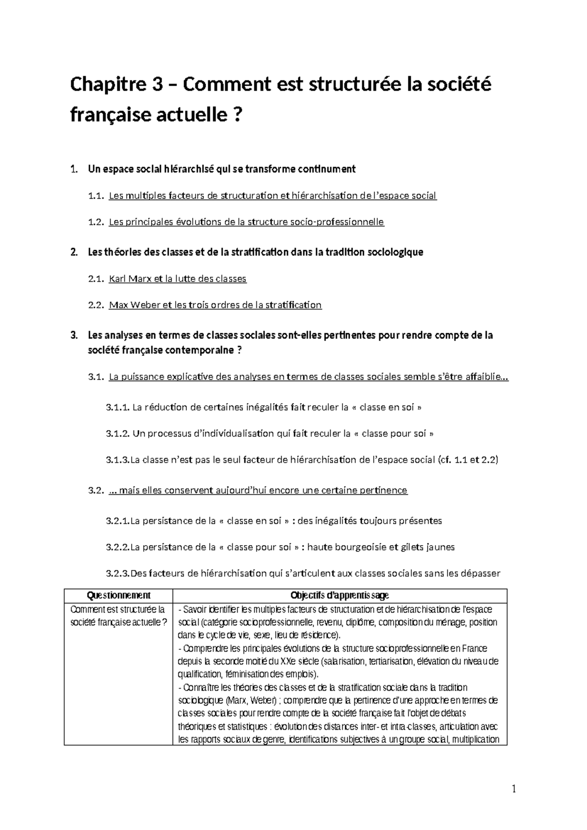 Chapitre 3 Classes sociales - Chapitre 3 – Comment est structurée la ...