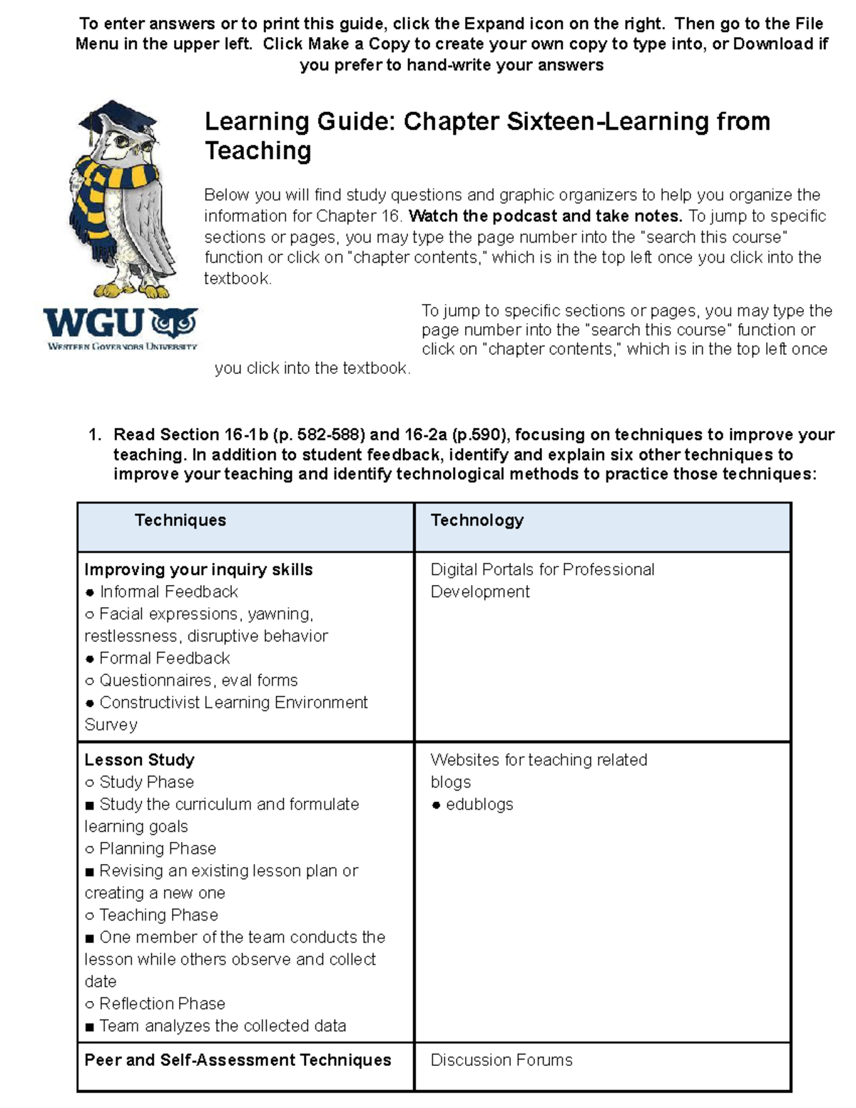 Chapter 16 Learning Guide - To enter answers or to print this guide ...