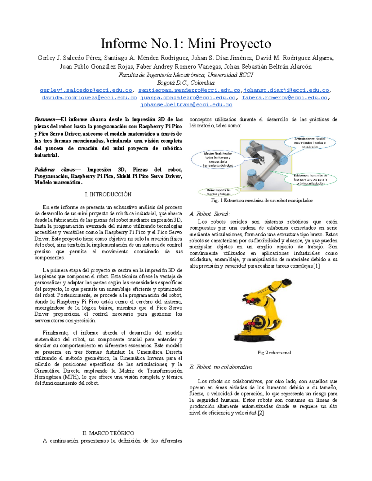 IEEE Informe 1Mini Proyecto - Informe No: Mini Proyecto Gerley J. Salcedo Pérez, Santiago A ...