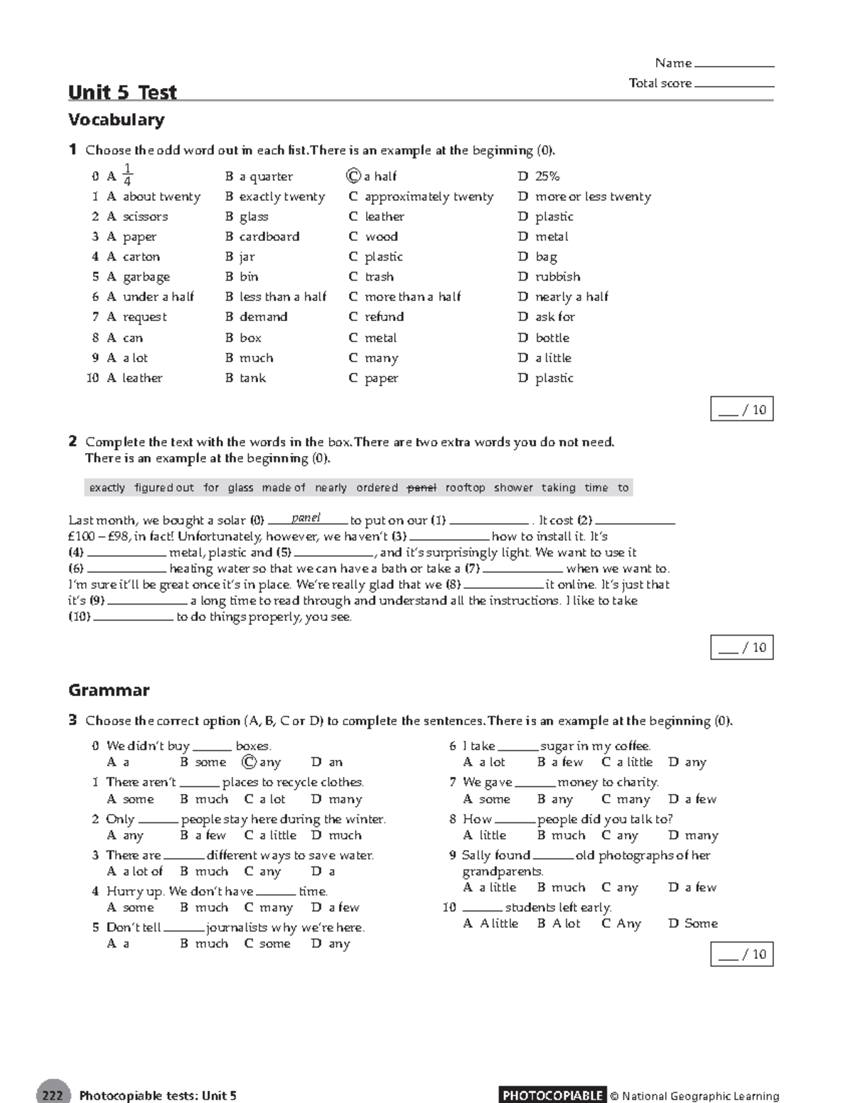 Review THI - av2 - 222 Photocopiable tests: Unit 5 PHOTOCOPIABLE ...