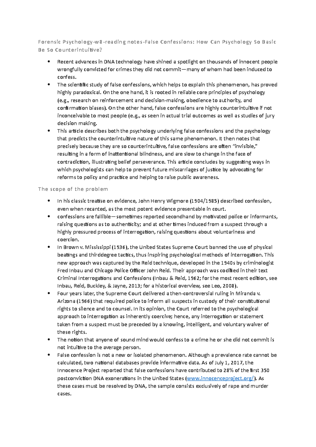 Forensic Psychology: Theoretical and applied perspectives assigned ...