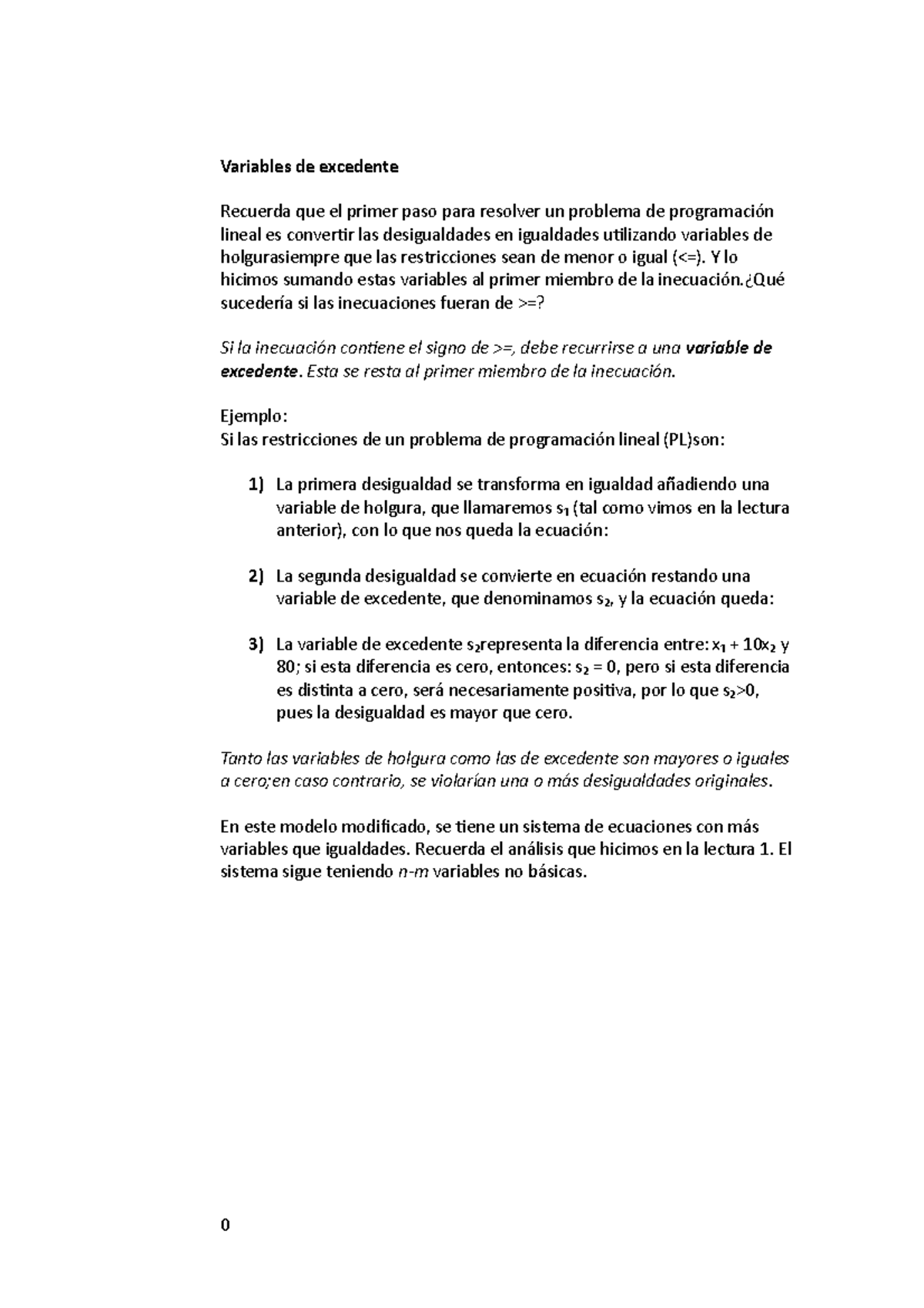 3. explicación Método simplex parte 2 variables de excedente y artificiales - Variables de ...