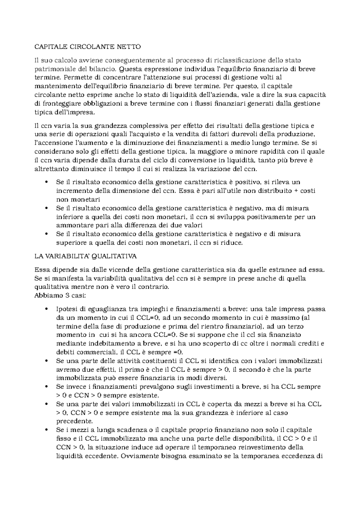Capitale Circolante Netto - CAPITALE CIRCOLANTE NETTO Il suo calcolo ...