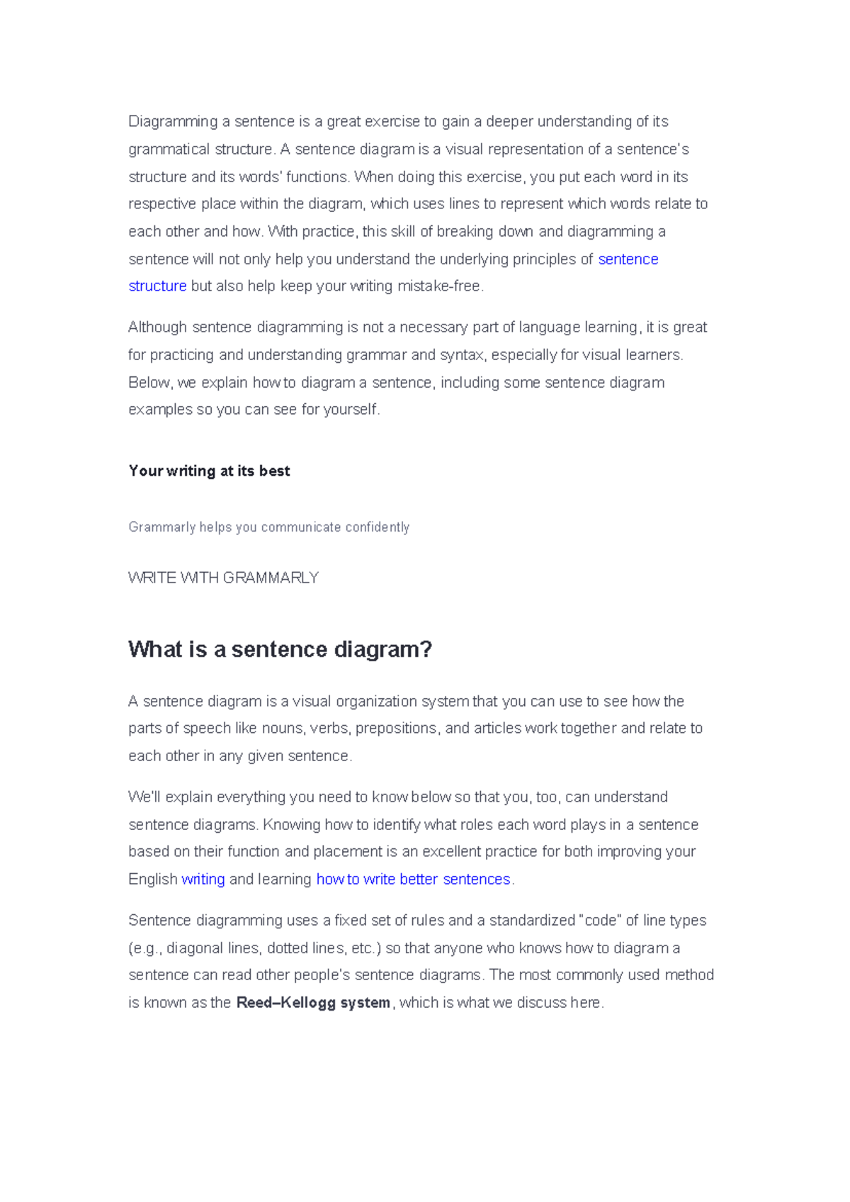 Diagramming a sentence is a great exercise to gain - A sentence diagram ...