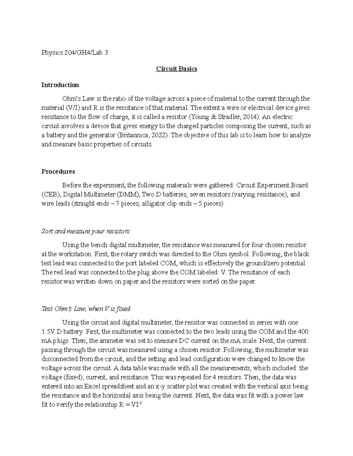 Lab 3 Circuit Basics Physics 204 - Physics 204/GH4/Lab 3 Circuit Basics ... Lab 3 Circuit Basics Physics 204 - Physics 204/GH4/Lab 3 Circuit Basics ...