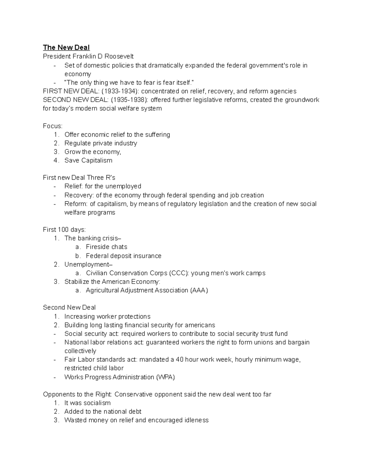 Section 3 - Prof Pamela Robbins - The New Deal President Franklin D ...
