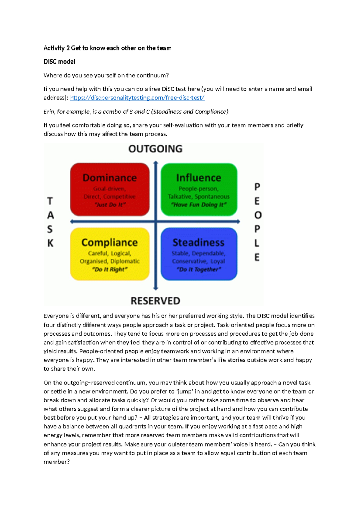 FOSC311 Tutorial 24 04 08 Activity 2 Di SC personality types - Activity ...