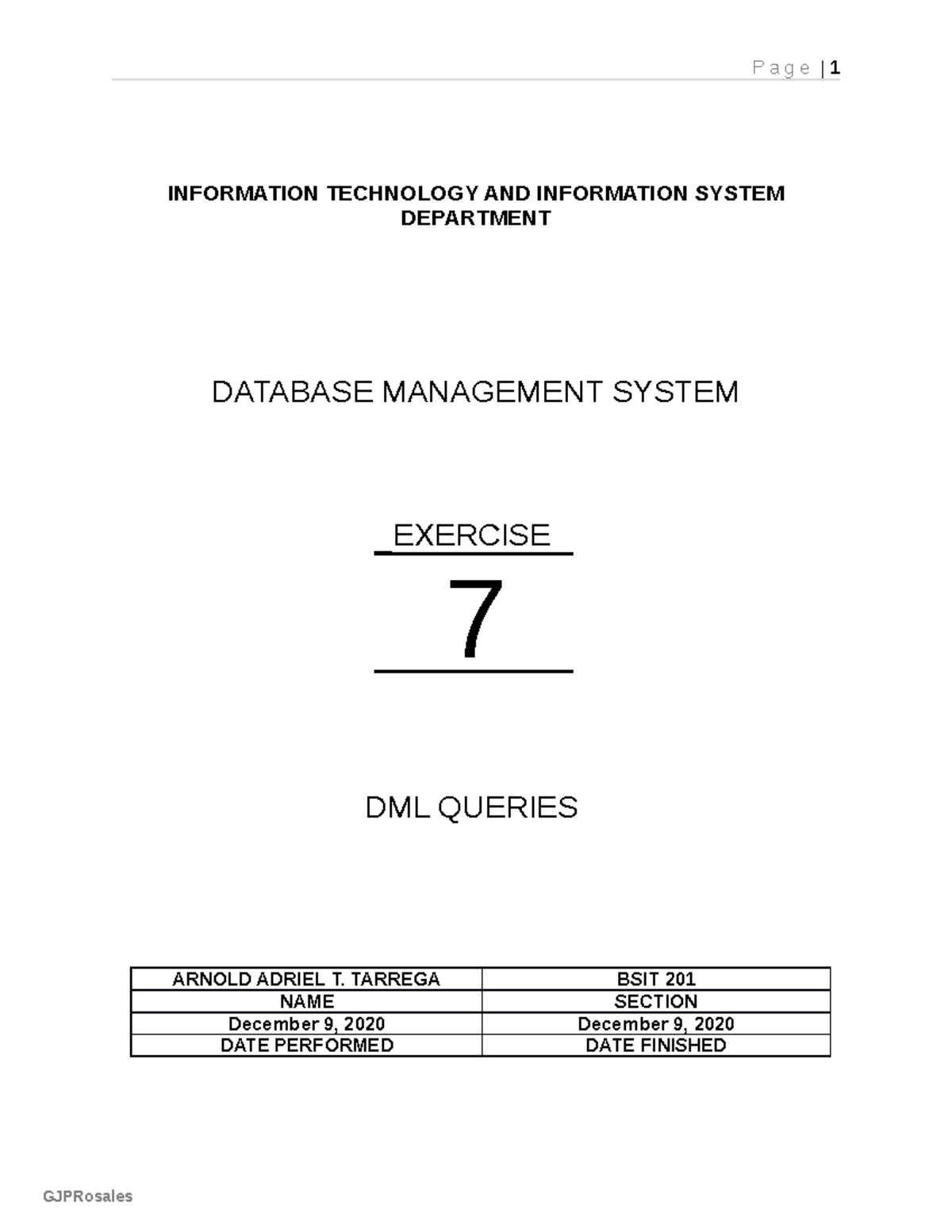 Week 15 16 Data Manipulation Language - INFORMATION TECHNOLOGY AND ...